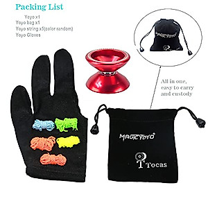 Magicyoyo Metal T5 Overlord Professional Unresponsive Yoyo, Alloy Yoyo with 5 YoYo Strings, YoYo Bag, Glove (Red)