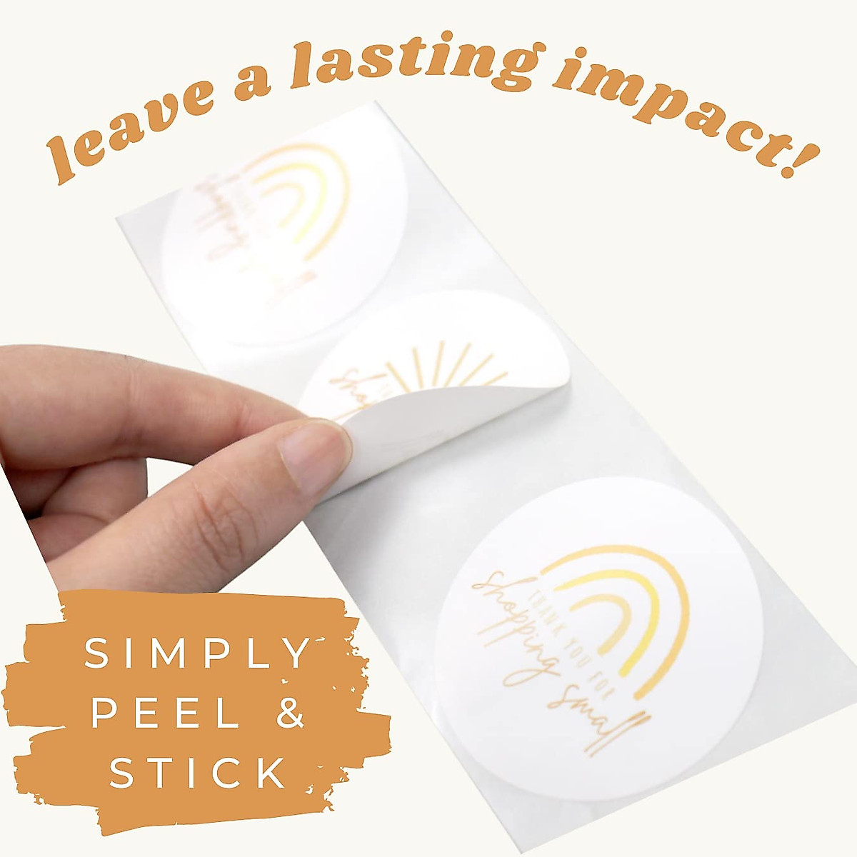 Lain & Lou 2 Inch Thank You Stickers [Roll of 500], Boho Rainbow Design for Small Business Packaging Supplies