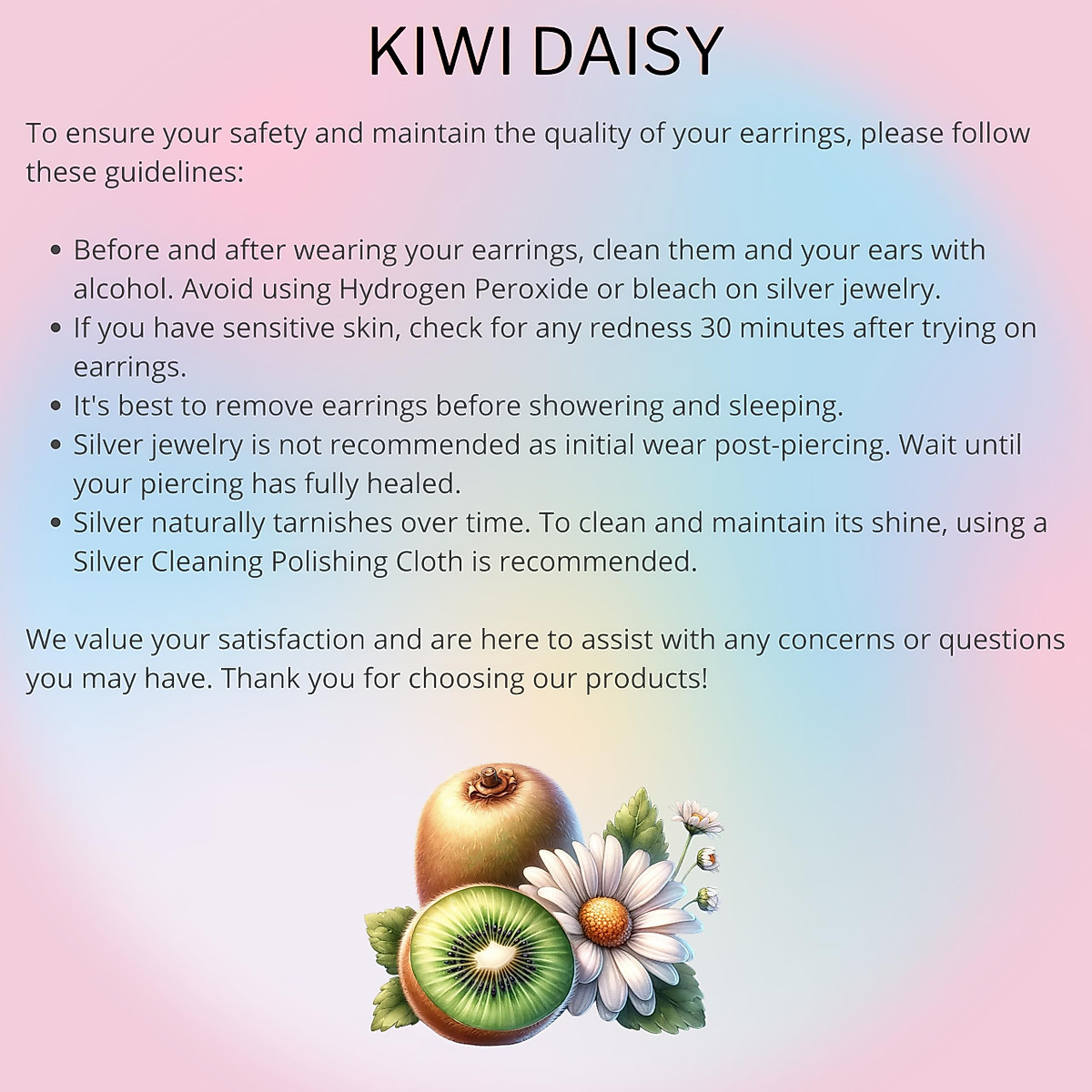 Kiwi Daisy Arrow .925 Sterling Silver Very Tiny Stud Earrings (Hypoallergenic)