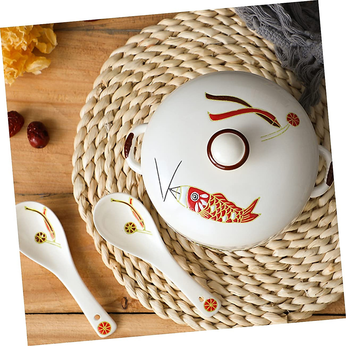 1pc Ceramic Small Crock Soup Cup Ceramic Kitchenware Ceramic Stew Pot Ceramic Stew Cup Dessert Cup with Lid Ceramic Soup Bowl Ceramic Bowl Steaming Bowl Kitchen Tableware