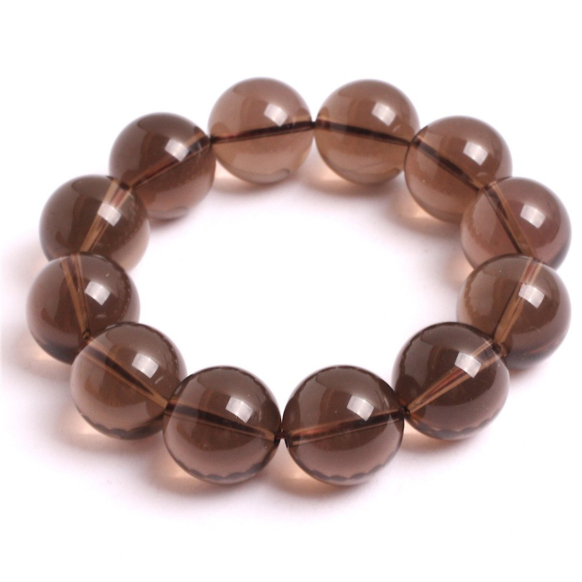 JOE FOREMAN Smoky Quartz Beads Elastic Etsy Energy Jewelry Fashion Bracelets For Women 7 Inches (18mm/smoky quartz)