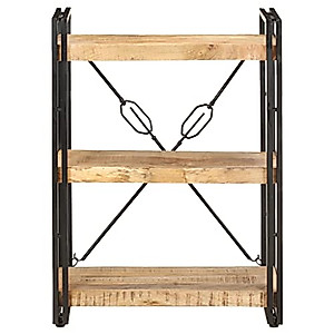 3-Tier Bookcase,Industrial Shops Shelf,Display Shelves for Collectibles,Open Shelving Unit,Bathroom Storage Rack,Use in Living Room, Bathroom and Plants,Balcony, 23.6"x11.8"x31.5" Solid Mango Wood