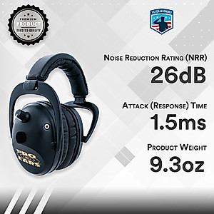 Pro Ears - Predator Gold - Hearing Protection and Amplfication - NRR 26 - Contoured Ear Muffs - Black