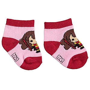 Harry Potter Baby Girls' Bodysuit, Knotted Cap & Socks Gift Set (Pink/Red/Yellow, 3-6 Months)