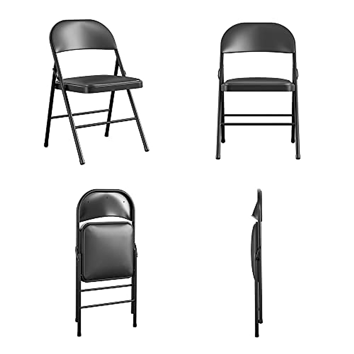 COSCO Vinyl Folding Chair, 4 Pack, Black