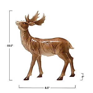 Creative Co-Op 8-1/2"L x 4" W x 10-1/2"H Resin Standing Deer, Brown Figures and Figurines, Multi