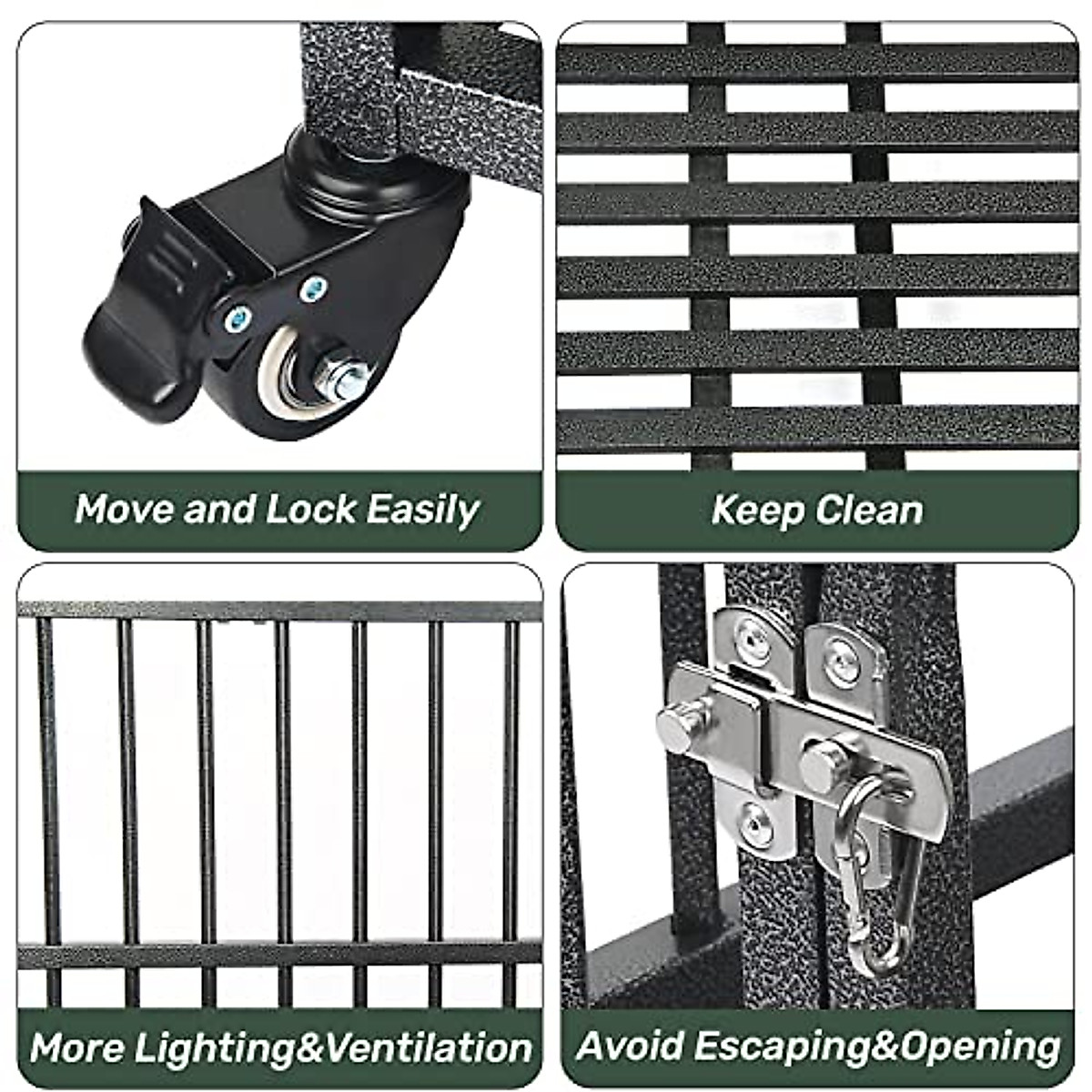 38 inch Heavy Duty Dog Crate | Dog Kennel for Small Medium Large Dog | Strong Metal Escape Proof Dog Cage | Removable Tray & Lockable Wheels