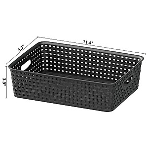 Sadstory 18 Packs A4 Size Plastic Woven Basket Tray, Black Plastic Paper Storage Trays