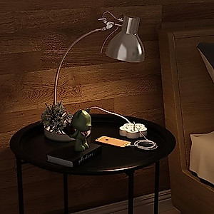 FSTAR Small Round Side End Table, Small Round Nightstand, Portable Folding Metal Accent Table Next to Couches/Sofas, or Against a Wall (Black, 1PCS)