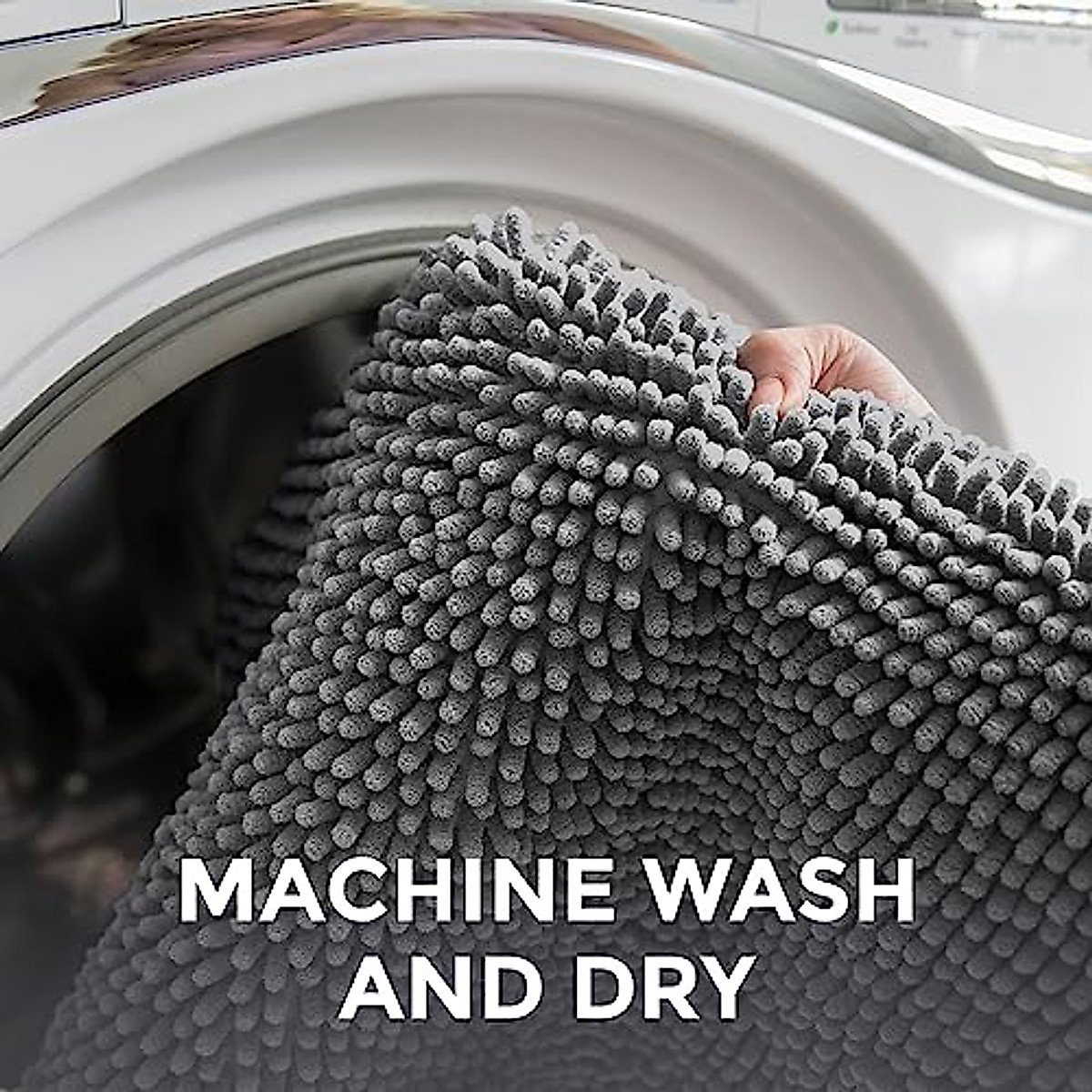 HOME GENIE Muddy Dog Machine-Washable Absorbent Soft Chenille Indoor-Doormat, Rubber Backing, Quick Dry Microfiber Mat, Entryway Front Door Mat, Home Entrance Welcome Doormats, 30x20, Stone Black Paw