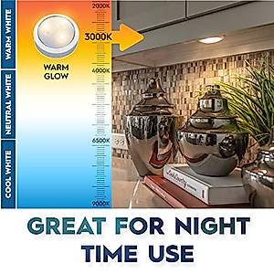 Brilliant Evolution Stick On Lights with Remote - Lights for Under Cabinets in Kitchen - Under Cabinet Lighting - Wireless Tap On LED Puck Lights - Under Counter Lights - Battery-Powered Lights (3pk)