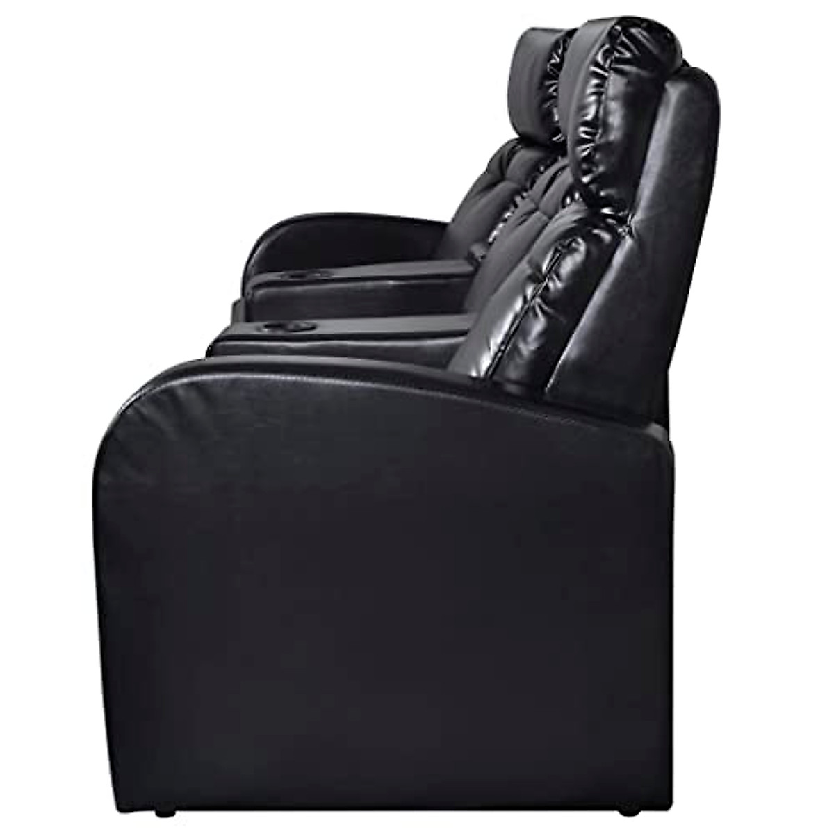 YPWRENH Reading Chair 3-Seater Home Theater Recliner Sofa Black Faux Leather High Back Chair for Living Room, Dining Room, Conference Room, Waiting Room