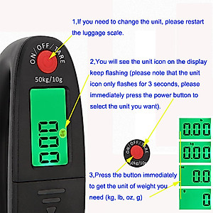 Mougerk 110lb 50kg Portable Digital Hanging Luggage Weight Scale Postal Scales, 2 AAA Batteries (Not Included) (Black)