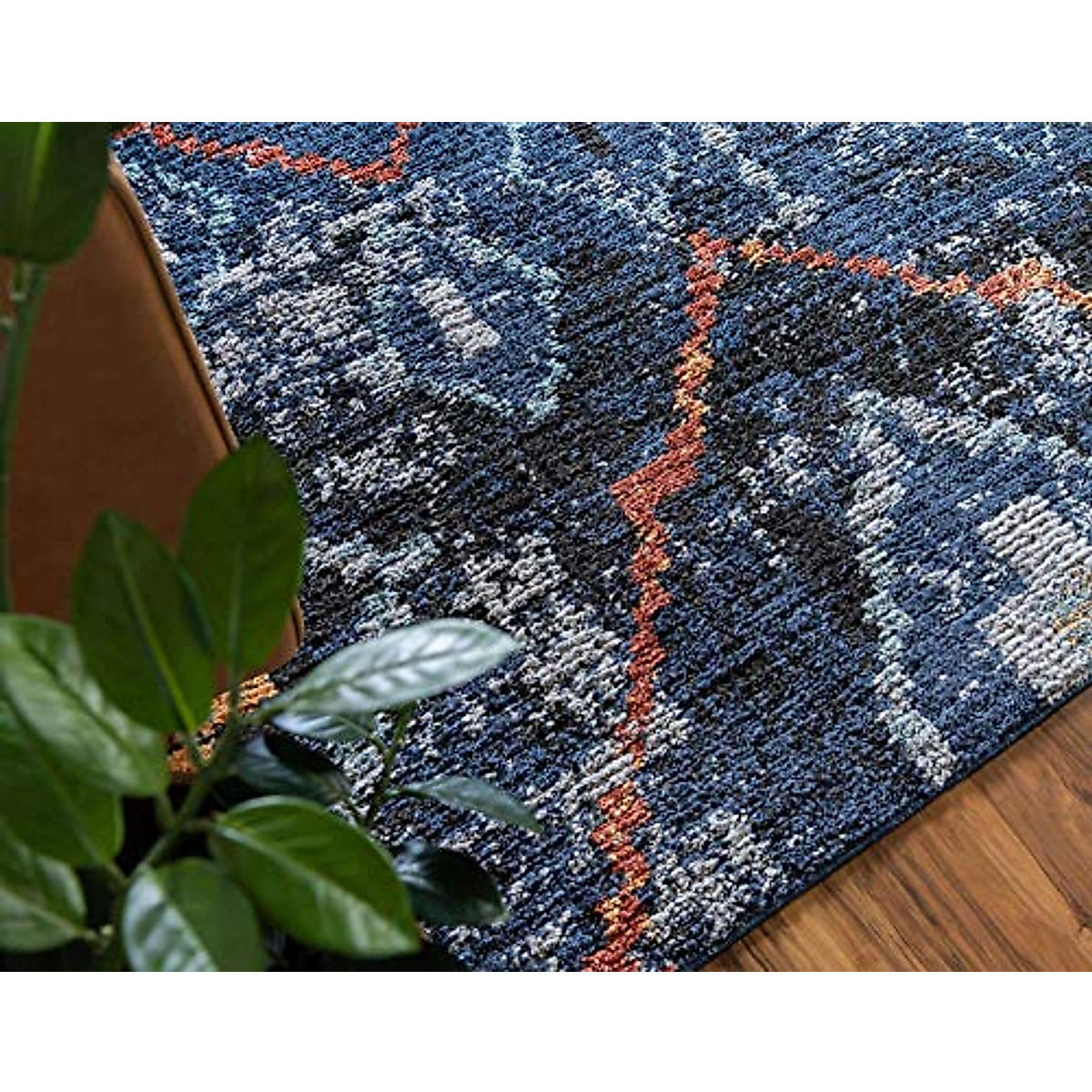 Unique Loom Morocco Collection Tribal, Southwestern, Bohemian Area Rug, 4' 0" x 6' 0", Navy Blue/Gray