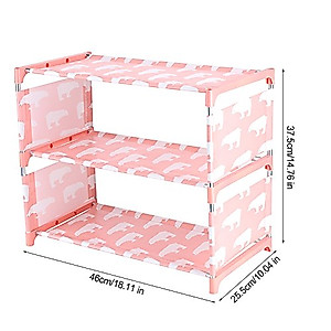 Fdit 3 Tier Stackable Shoe Shelves Portable Shoe Tower Closet Rack Storage Cabinet Boot Organizer Shoe Stand for Slippers Sneakers High Heels(Pink)