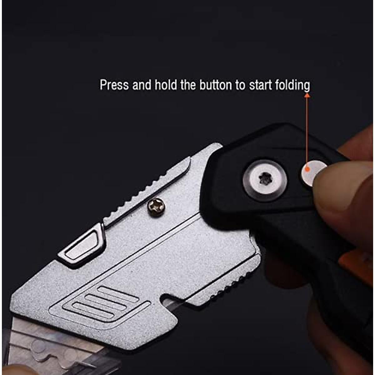 Edward Tools Folding Utility Knife with SK5 Replacement Blades - Foldable Razor Knife with Locking Release Button - Metal Belt Clip - Quick Snap Lock Blade Change - Wire Stripping Notch (1)