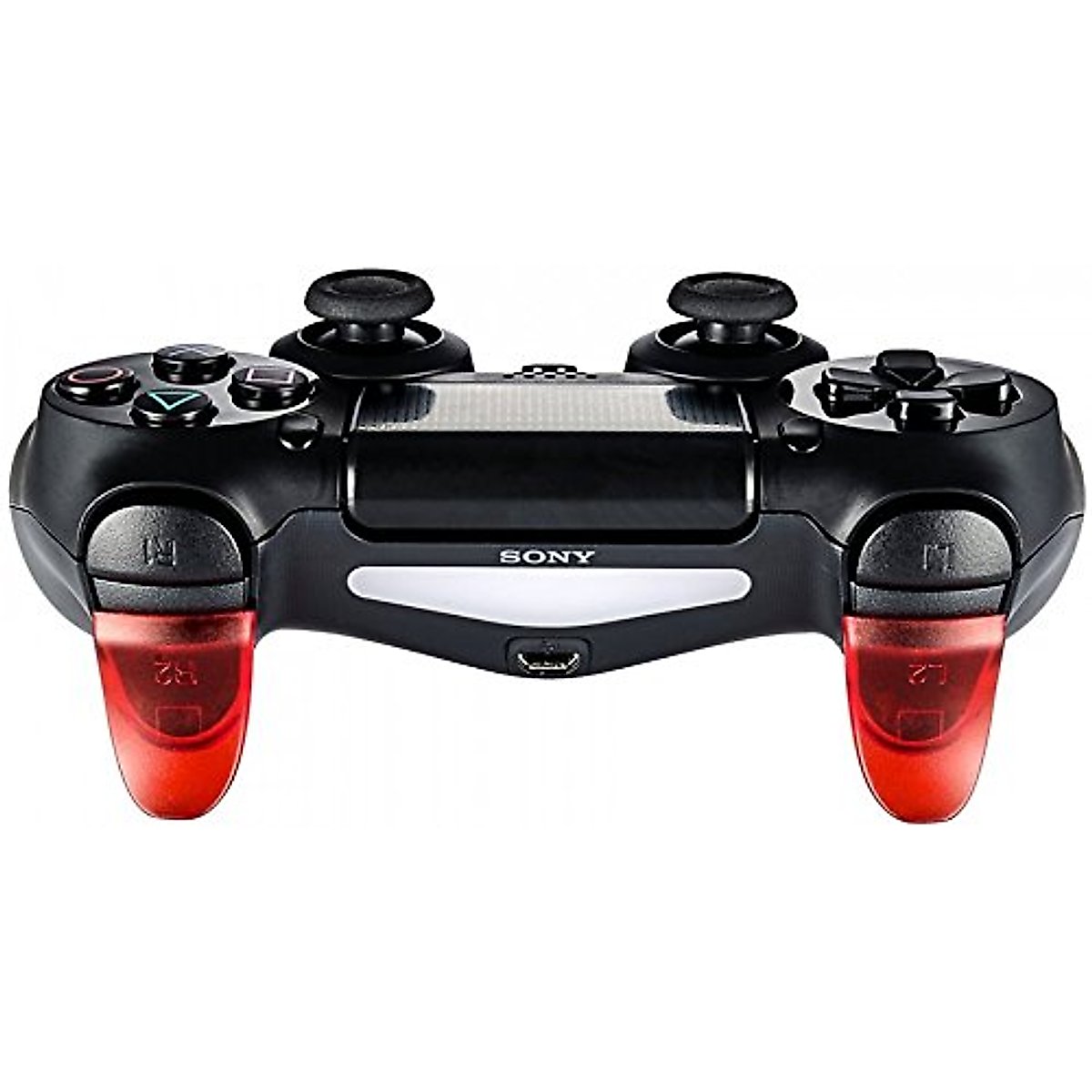 1 Pairs L2 R2 Trigger Extenders Buttons for PlayStation 4 PS4 PS4 Slim Pro JDM-030 Controller （Transparent Red）