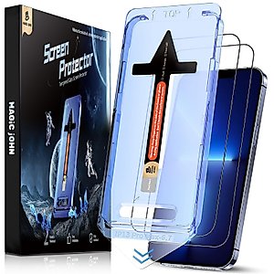 MAGIC JOHN 2 Pack for iPhone 13 Pro Max/iPhone 14 Plus 6.7 inch Tempered Glass Screen Protector, Auto Dust-Elimination Installation, Bubble Free, HD Clear, Easy Installation