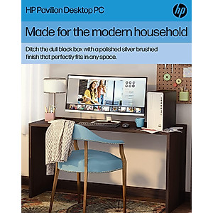 HP 2023 Newest Pavilion Desktop PC, AMD Ryzen 7 5700G (8 cores), 32GB RAM, 2TB SSD, 2TB HDD, AMD Radeon Graphics, Wi-Fi, Bluetooth, Keyboard and Mouse Combo, 9 USB Ports, Windows 11 Pro, Silver