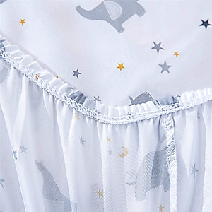 Jupeollon 3Piece Baby Crib Bedding Set for Boys Elephant Moon Star Themed Nursery Bedding Crib Sets for Boys Soft Breathable Included Crib Comforter Fitted Sheet Crib Skirt,Grey