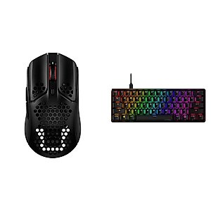 HyperX Pulsefire Haste Gaming Mouse & Alloy Origins 60 - Mechanical Gaming Keyboard, Ultra Compact 60% Form Factor, Double Shot PBT Keycaps, RGB LED Backlit, NGENUITY Software Compatible