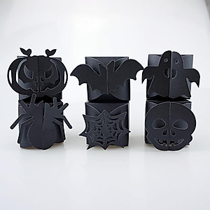 SaktopDeco 24 PCS Mini Black Halloween Boxes Mini Treat Gift Candy Boxes Small Party Favor Boxes