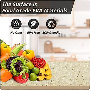 DwellAid Shelf Liner 18inch Wide Kitchen Cabinet Liner Non Adhesive 18inx8ft Kitchen Drawer Liner, Waterproof Shelf Liner Durable Anti-Slip for Kitchen Cabinets Beige