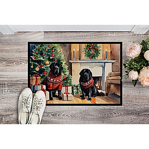 Caroline's Treasures DAC2756JMAT Tibetan Mastiff Cozy Christmas Doormat Front Door Mat Indoor Outdoor Rugs for Entryway, Non Slip Washable Low Pile, 24H X 36W