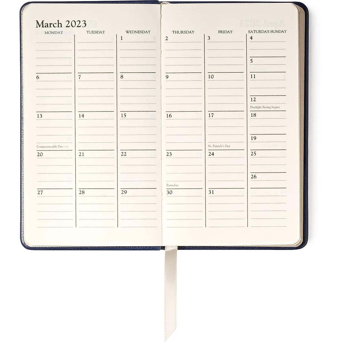 2023 Pocket Datebook Planner Journal, Genuine Leather, Bound in the USA, 5", Traditional Red