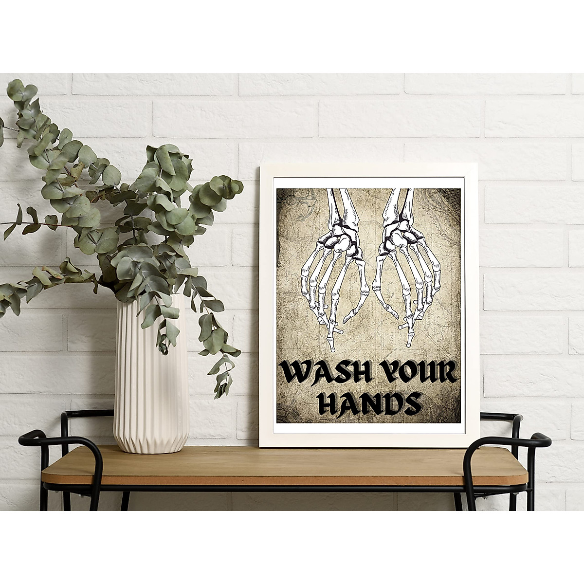 Roxbury Row Skeleton Hands Bathroom Decor Wall Art, Skeleton Decor | Funny Bathroom Signs, Gothic Bathroom Decor Wall Art, Creepy Decor, Spooky Decor, Halloween Bathroom Decor (8X10 Unframed)