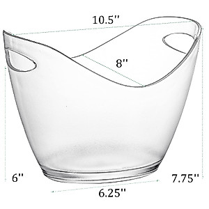 Yesland Ice Bucket Frosted Plastic 3.5 Liter Storage Tub - Perfect for Wine, Champagne or Beer Bottles