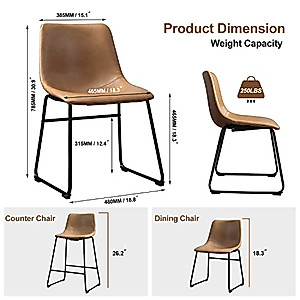 Forevich Kitchen Dining Chairs Faux Leather Modern Upholstered Counter Stools with Metal Legs Comfortable Dining Room Dining Style Set of 2