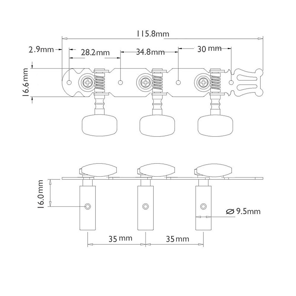 Randon Classical Guitar String Tuning Peg Tuner Machine Heads Tuning Key Pegs 3+3 Tuners for Nylon Strings (GOLD)