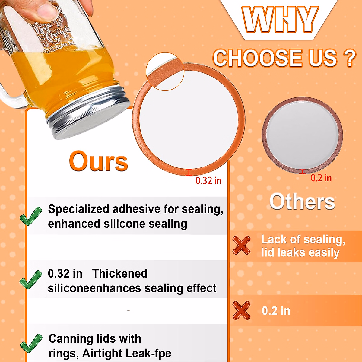 UNERVER 52 PCS Mason Jar Lids and Rings Wide Mouth, Reusable Large Canning Lids for Mason Jars, Food Grade Material Fit & Airtight, Lids for Mason Jars Complimentary whiteboard marker