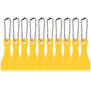 HAWILLOSCH 10pcs Scraper Scratcher with Keychain Adhesive Labels Ticket Scratcher Tools Scraping Tools Scratcher Keychains Scratcher Keyring Yellow Plastic