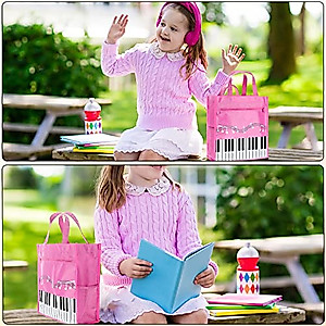 Cunno 2 Pcs Piano Keys Handbag Small Piano Music Bag Reusable Tote Bag Shoulder Shopping Bag Book Bag Tote for Piano Music Teacher Gifts