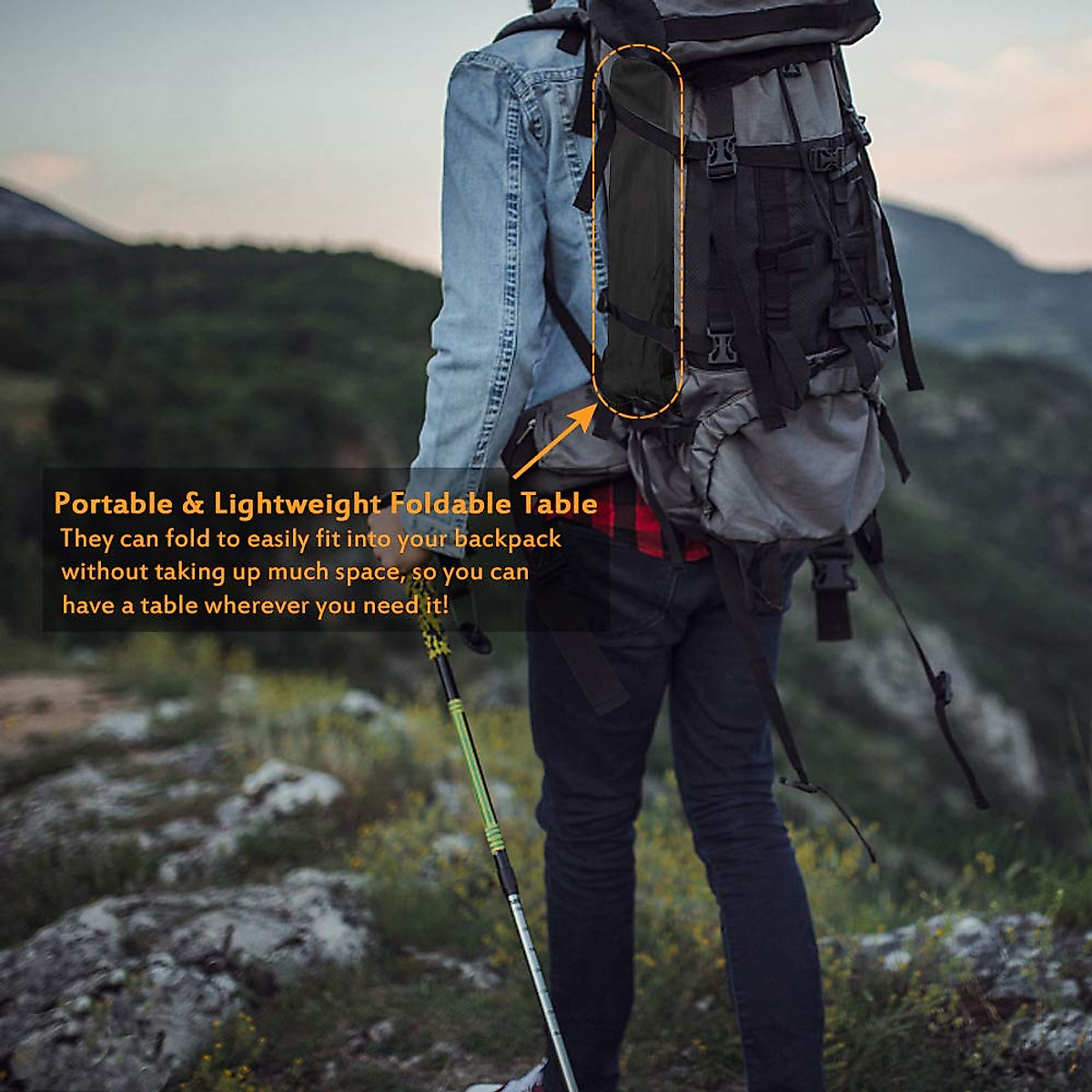 Portable Roll up Camping Table Compact Folding Table in a Bag for Picnic Tent Camp Beach