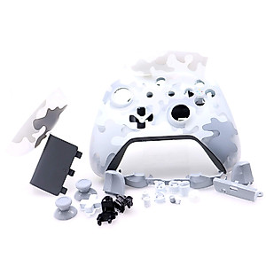 Deal4GO Translucent Faceplate Full Housing Shell kit w/Full Buttons Thumbsticks Replacement for Xbox One S Wireless Controller 1708 Arctic Camo Special Edition
