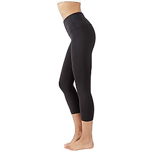 Yogalicious High Waist Ultra Soft Lightweight Capris - High Rise Yoga Pants - Black Lux - Medium