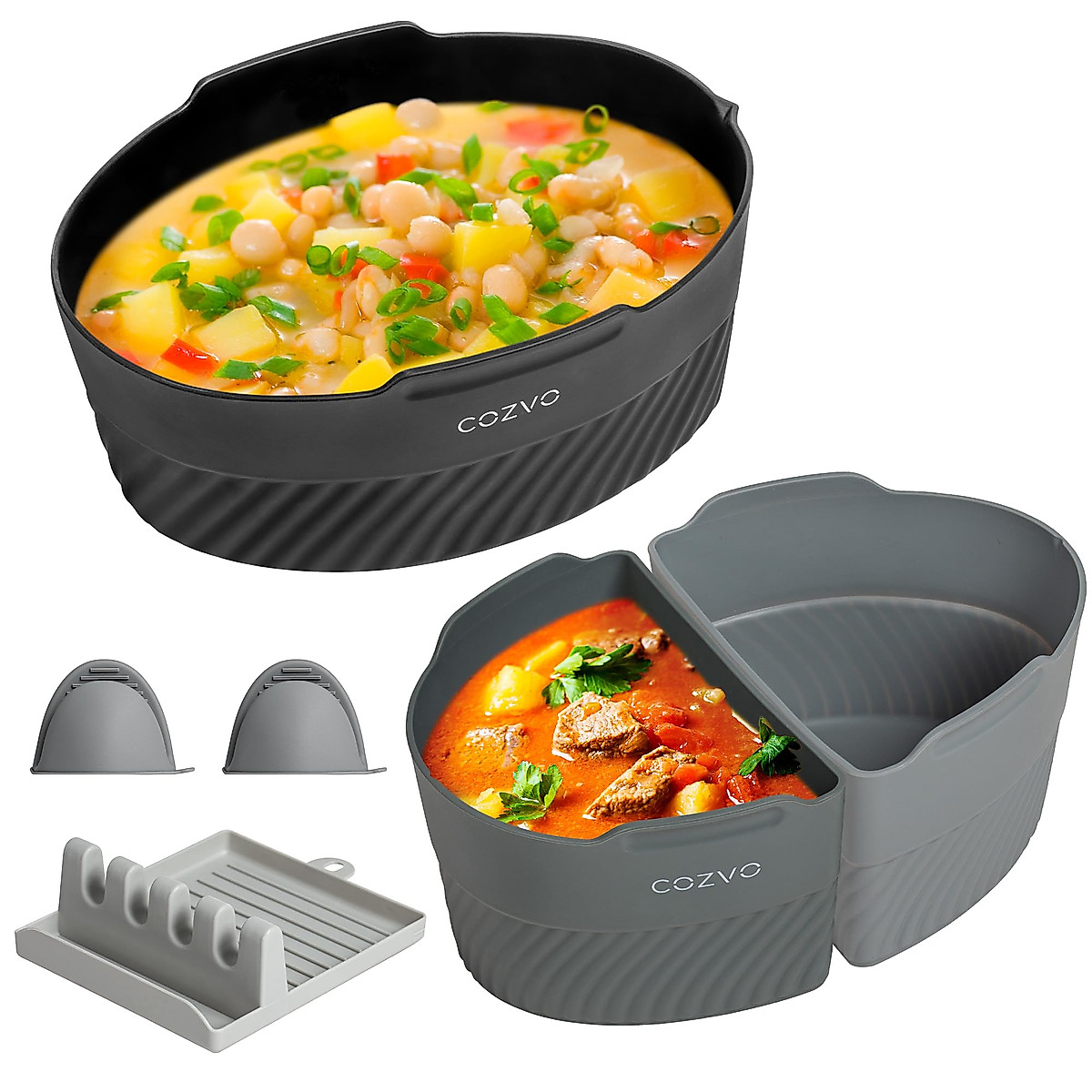 Crockpot Liner, Silicone Crockpot Liner Reusable, Crockpot Divider Insert, Crock Pot Dividers Silicone, Crock Pot Liners, Fit Oval Slow Cooker 6 Quart -COZVO 6pc-Slow Cooker Liners, Crockpot Liners