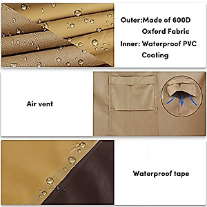 Outdoor Coffee Table Cover, Patio Furniture Covers Waterproof, All Weather Protection Patio Coffee Table Cover Rectangle for Outdoor Furniture, 48" L x 25" W x 18" H, (Beige & Brown)