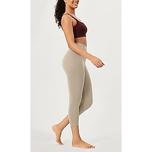 ODODOS ODCLOUD 2-Pack Buttery Soft Lounge Yoga Capris for Women 23" High Waist Non See Through Cropped Leggings, Black+Shaker Beige, X-Small