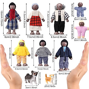 Skylety 10 Pcs Wooden Dollhouse Set of Mini People Figures Dolls Wooden Doll Pretend Play Figures Accessories for Pretend Dollhouse Toy(Stylish Style)