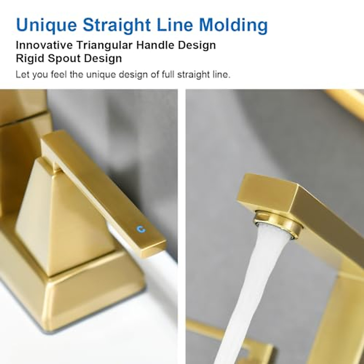 BRAVEBAR Brushed Gold 2 Handle Bathroom Faucet - 4In Centerset Faucet Bathroom | Modern Brass Faucets for Bathroom Sink with Pop Up Drain Assembly & 360° Swivel Spout Gold