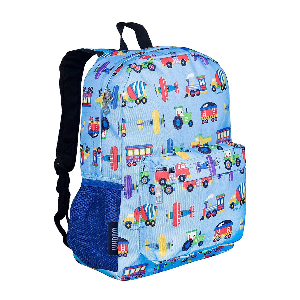 Wildkin Kids 16 Inch Backpack and Umbrella Bundle for On-The-Go Comfort (Trains, Planes & Trucks)
