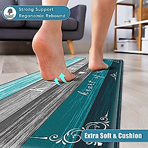 Sofort Kitchen Mat Farmhouse Cushioned Anti Fatigue Kitchen Rugs 2 Pieces Non Slip Waterproof Kitchen Mats for Floor, Rustic Wooden Comfort Standing Mats for Kitchen, Office, Sink, Laundry