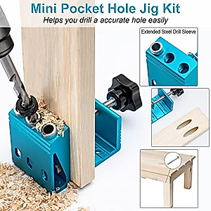Pocket Hole Jig Kit with 3 Drill Hole Dowel Drill Joinery Screw Kit Wood Woodwork Guides Joint Angle Tool All-In-One Drill Hole System Set -Upgrade Version
