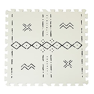 Clevr Extra Large Interlocking EVA Foam Baby Play Mat Soft Stylish Non-Toxic Kids Toddler Play Floor Tiles Mats with Edges 6 pcs 6'x4' Mudcloth Style (Light Beige)