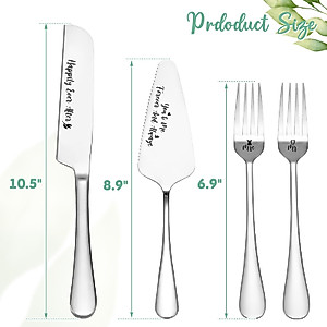 Sage Green Wedding Cake Knife & Server Set with Stainless Steel Blades Mr. and Mrs. Forks with Artificial Plant Ribbon Bowknot Perfect Addition to Your Wedding Celebrations Anniversaries Showers