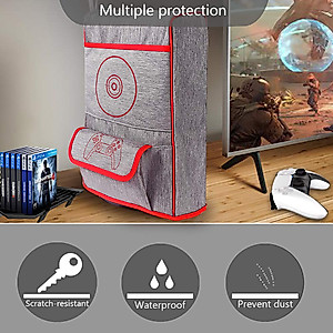 Eyglo Anti-Dust Cover for PS5 Sony PlayStation 5 Console Protective Cover Case -Anti Scratch and Waterproof, Support for PS5/Controllers/12 Game Discs (Red)